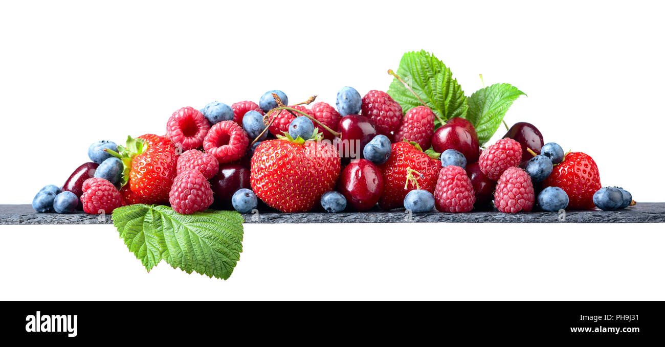 Berries closeup colorful assorted mix of strawberry, blueberry ...
