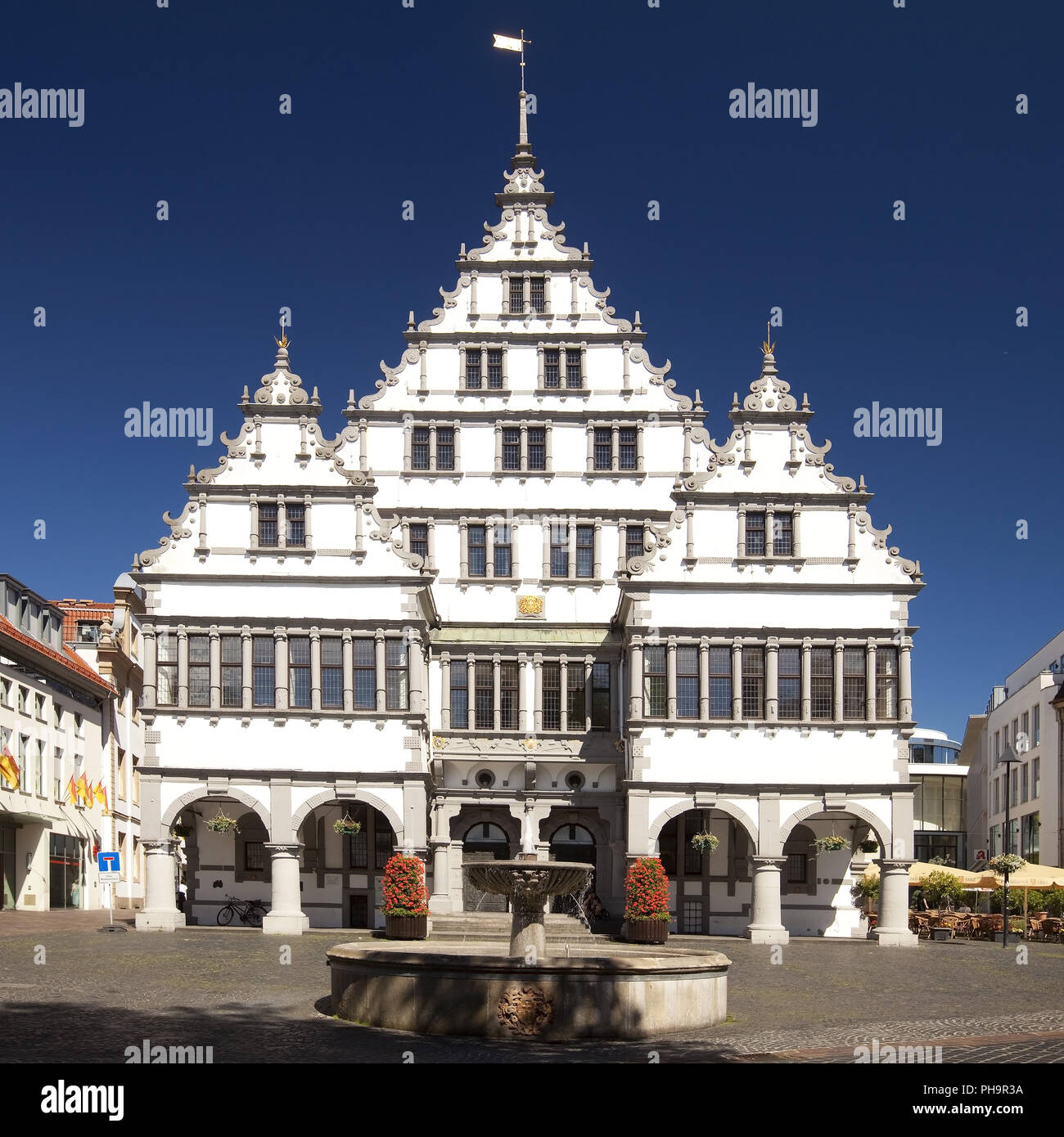 town hall at square Rathausplatz, Paderborn, East Westphalia, North ...
