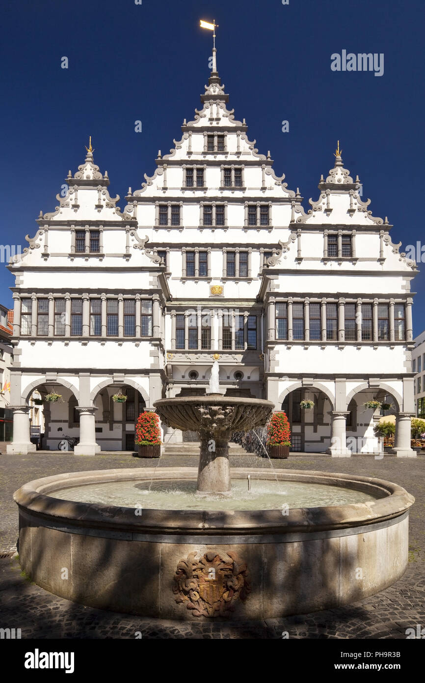 town hall at square Rathausplatz, Paderborn, East Westphalia, North ...