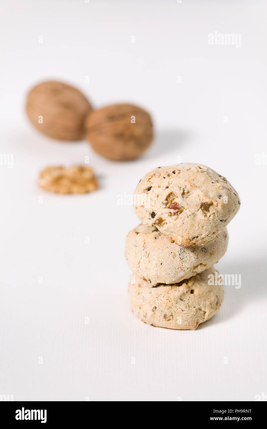 Cavallucci, typical Italian cookies with walnut and candied fruit Stock ...