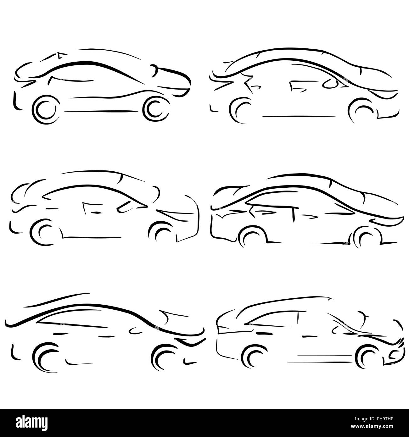 Simple sketch car set. Vector illustration Stock Vector Image & Art - Alamy