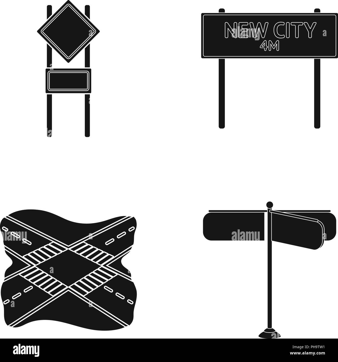 black,collection,crossing,driving,highway,icon,illustration,inscription ...