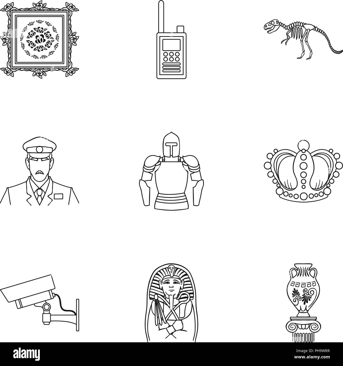 Museum set icons in outline style. Big collection of museum vector ...