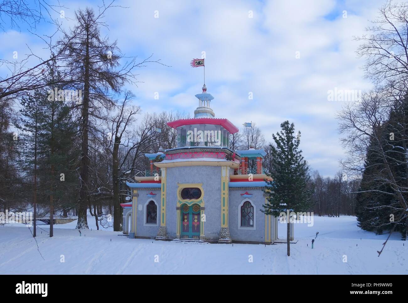 Winter day and creaky pavilion Stock Photo - Alamy