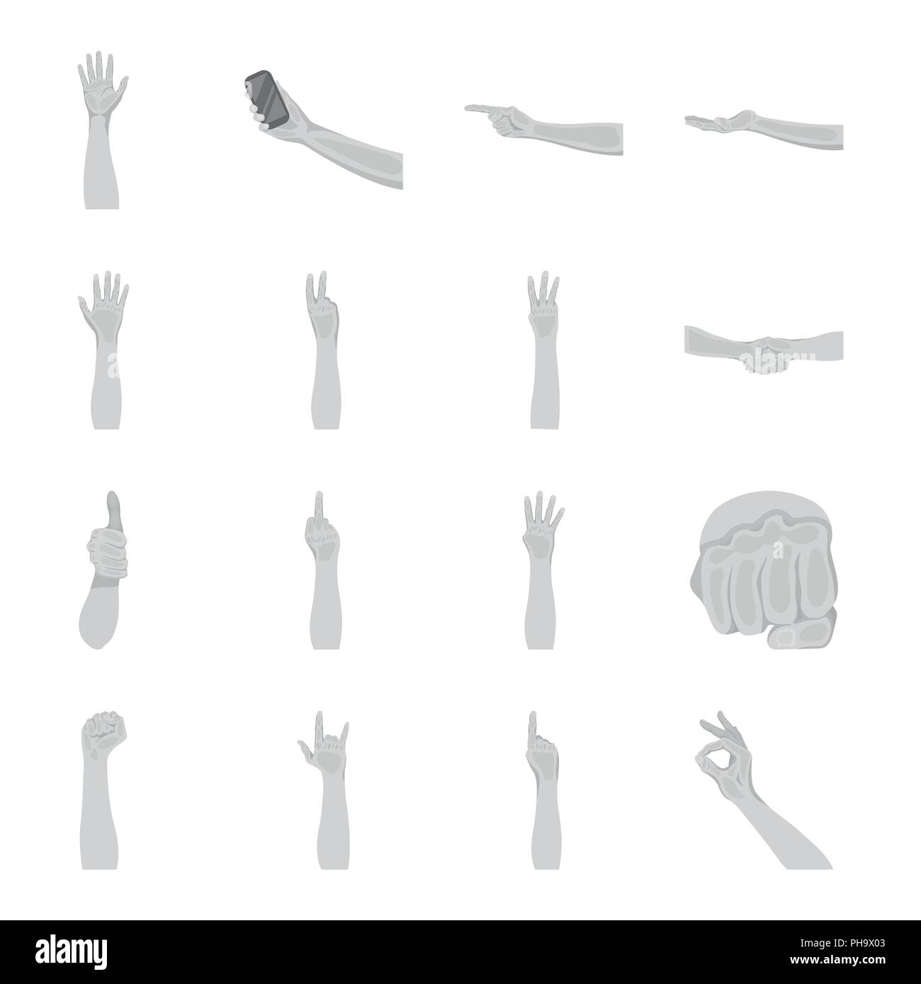 Gestures and their meaning monochrome icons in set collection for ...