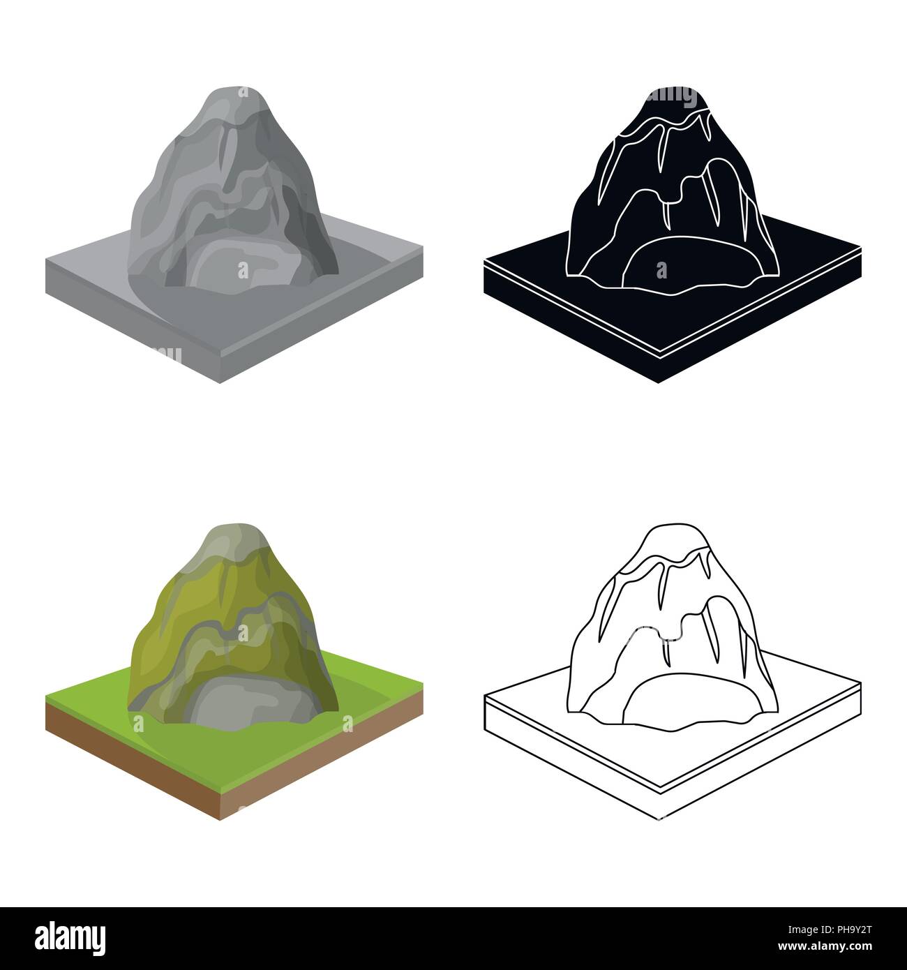 Mountains, rocks and landscape. Relief and mountains single icon in ...