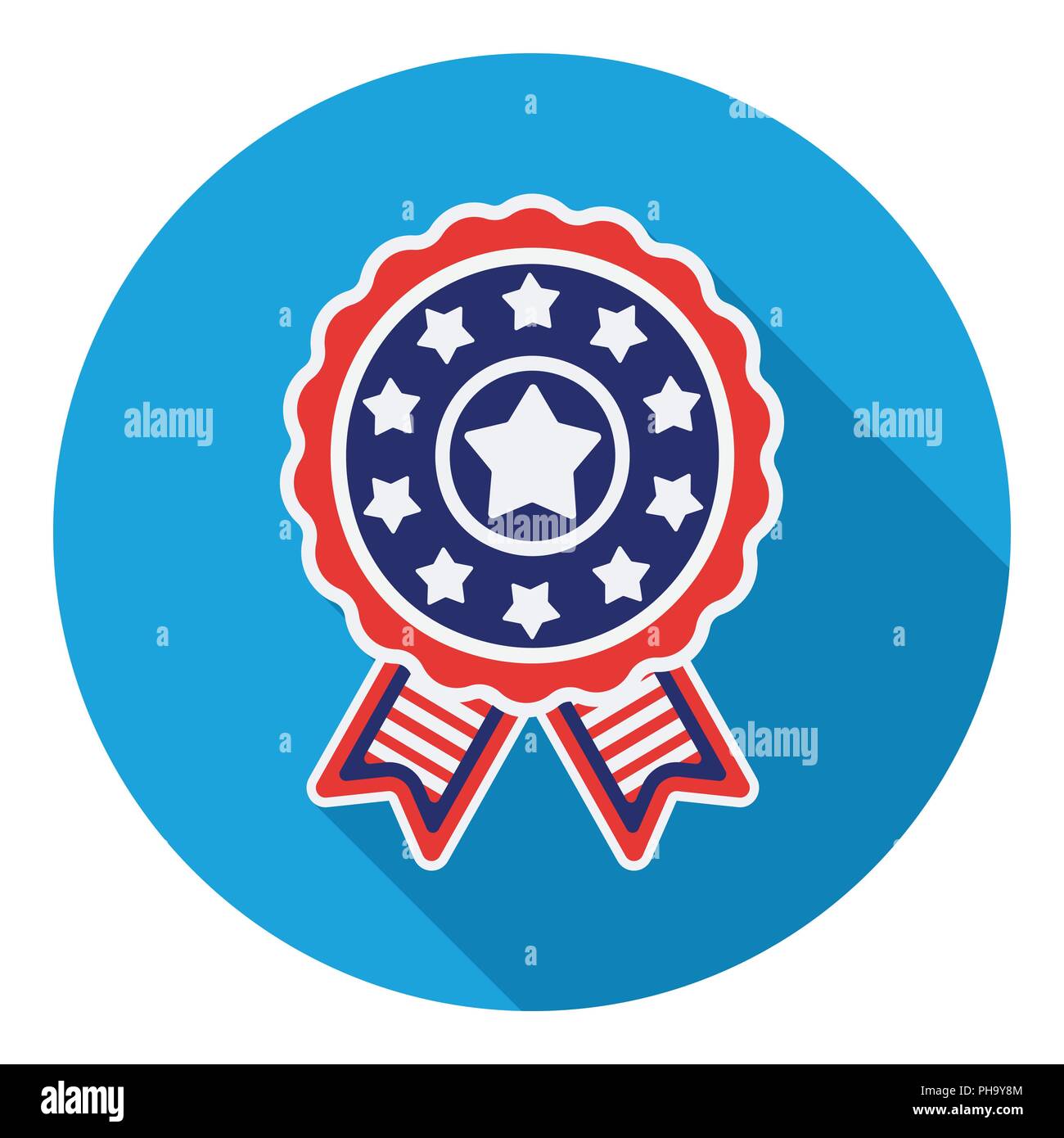 Vote emblem icon in flat style isolated on white background. Patriot ...