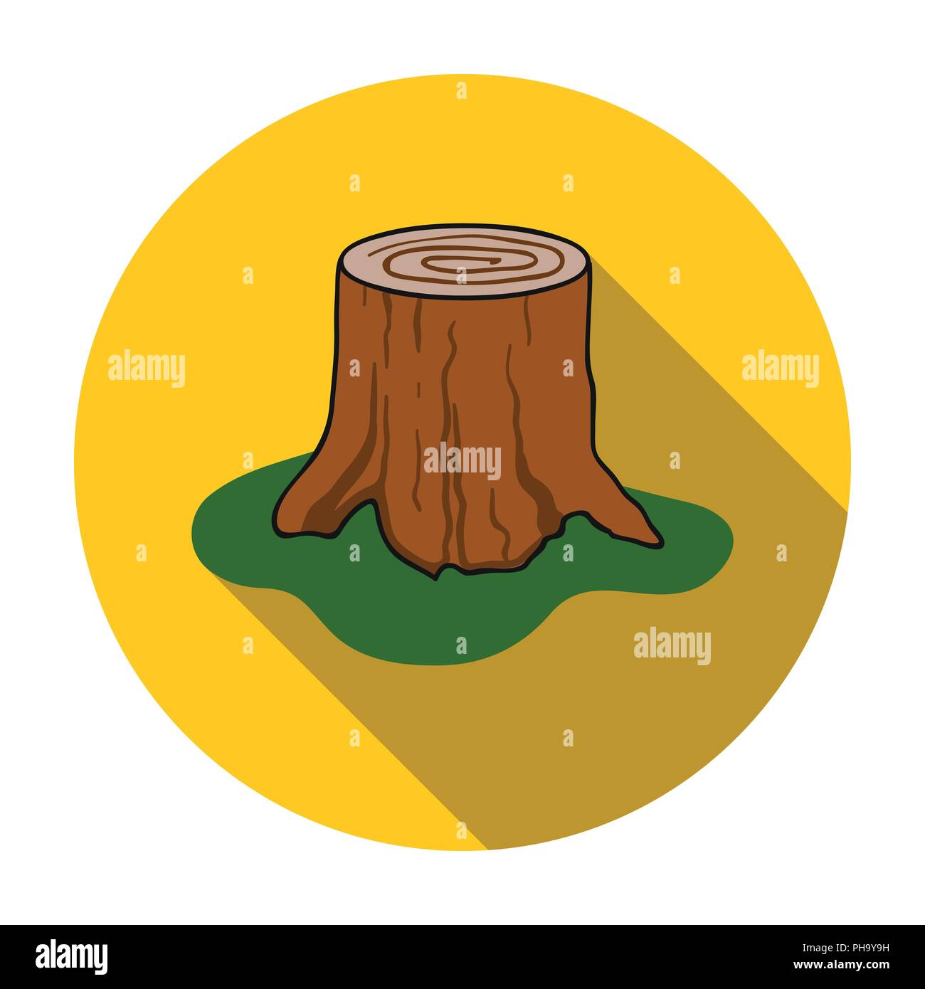Tree stump icon in flat style isolated on white background. Sawmill and ...