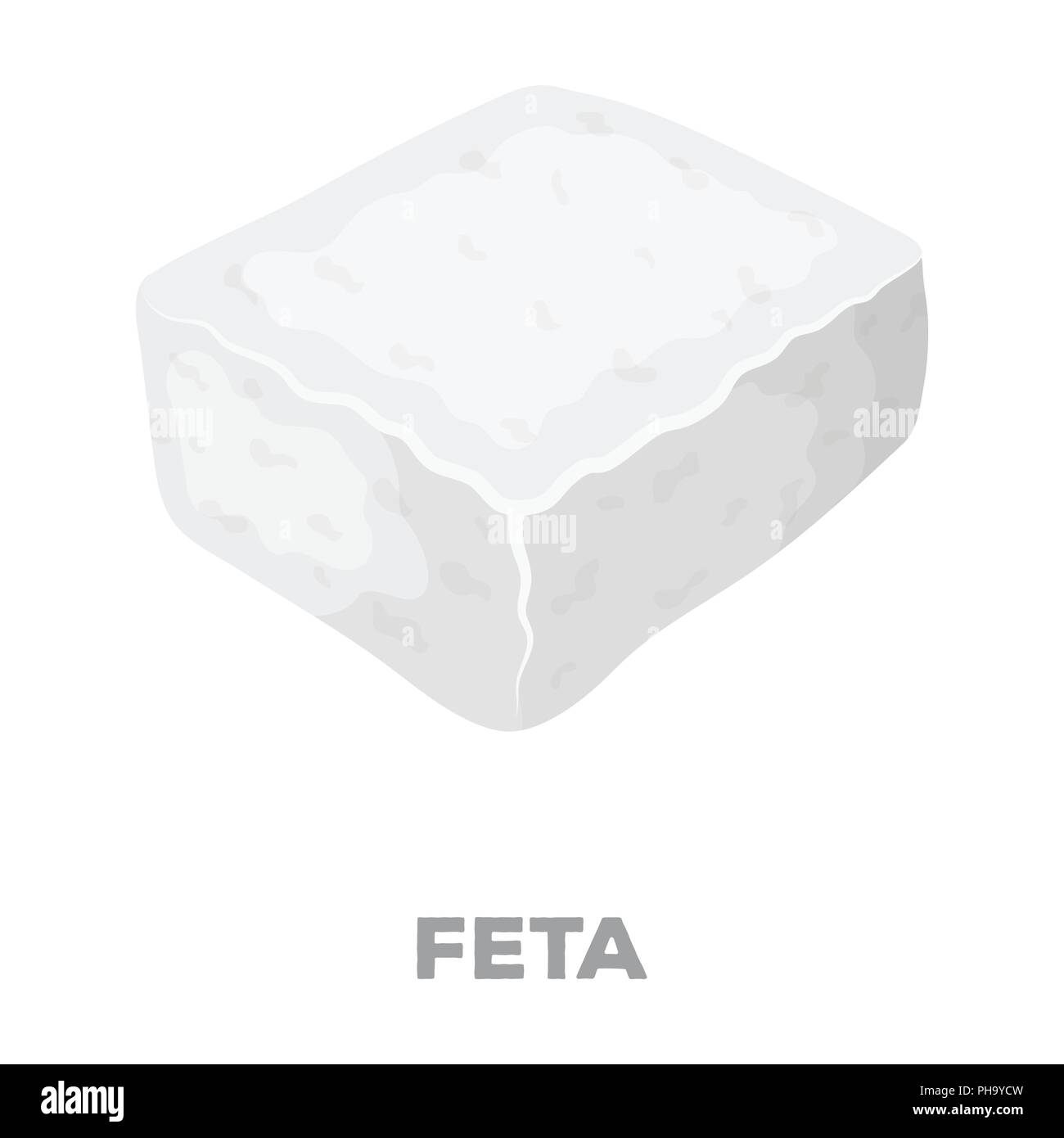 Cheese feta.Different kinds of cheese single icon in black style vector ...