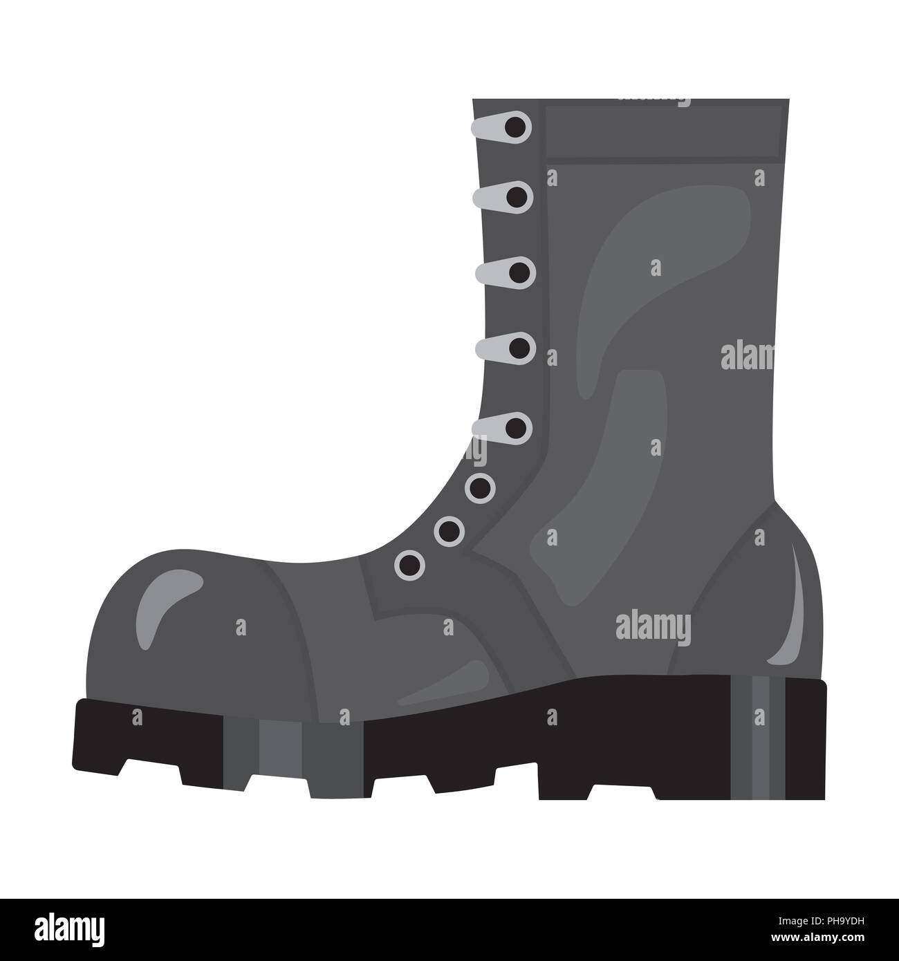 Army combat boots icon in monochrome style isolated on white background ...