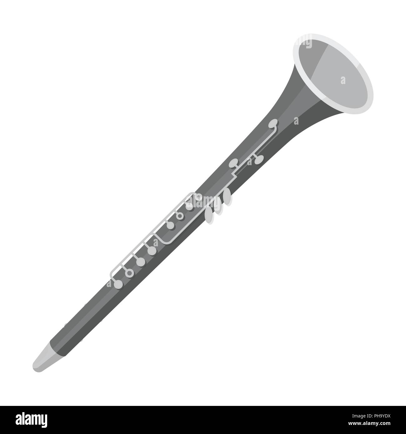 Oboe icon in monochrome style isolated on white background. Musical ...