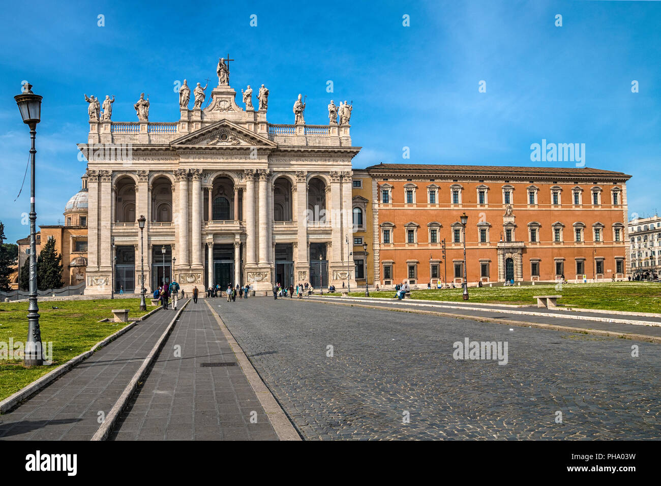 The square and Basilica of San Giovanni in Laterano in Rome Stock Photo ...