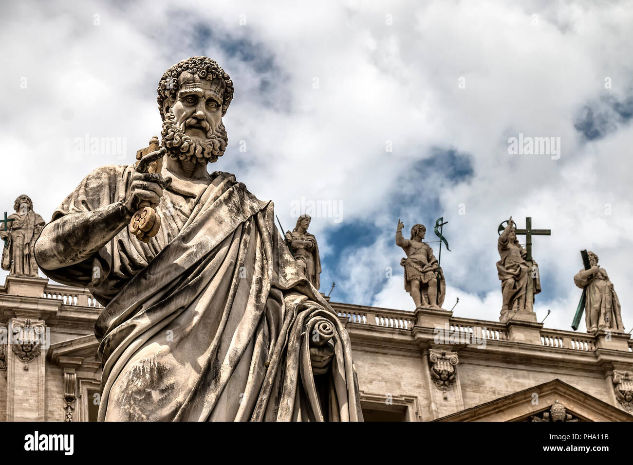 Statue of St. Peter with the key before the cathedral of San Pietro ...