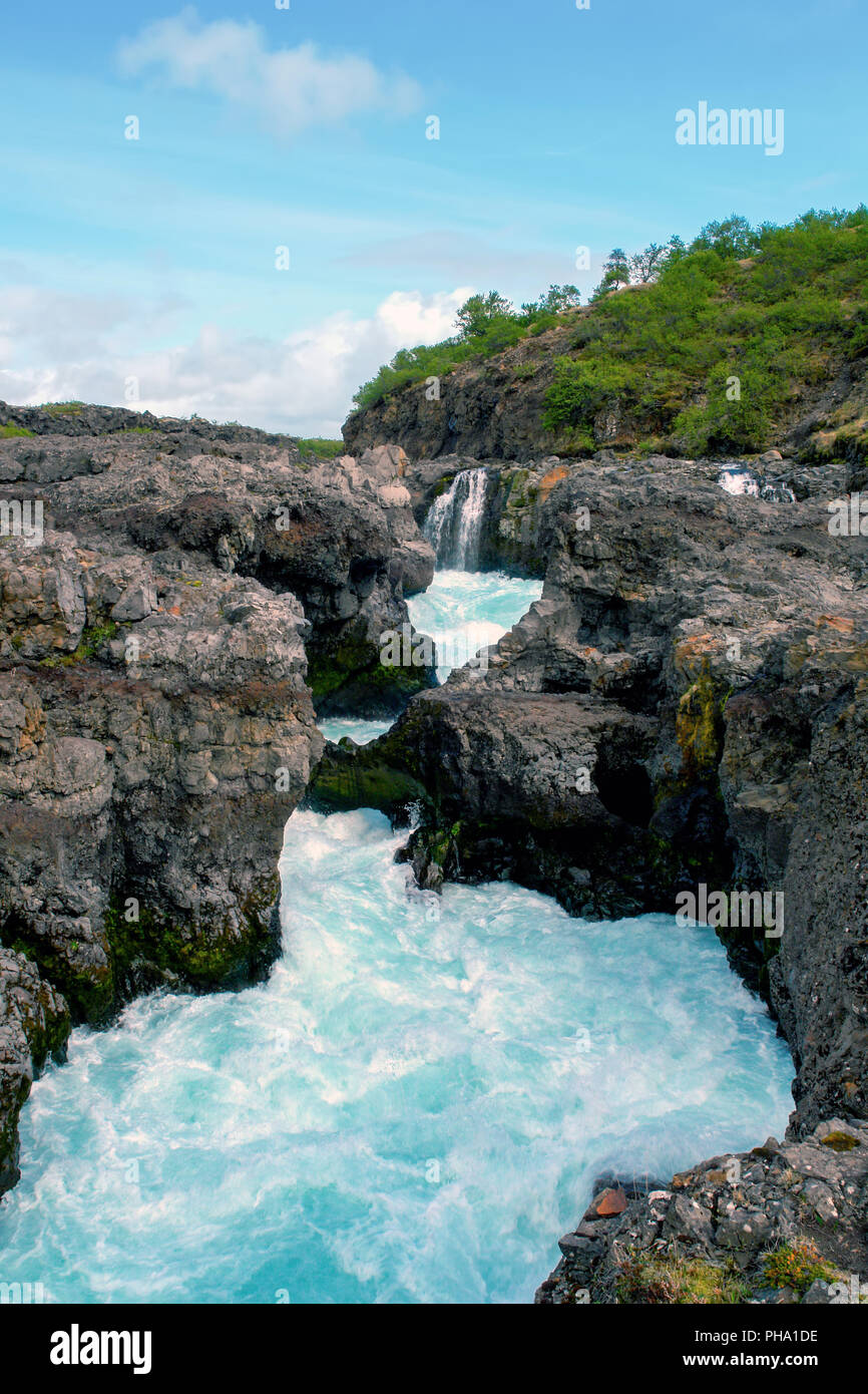 Barnafoss waterfall - Western Iceland Stock Photo - Alamy