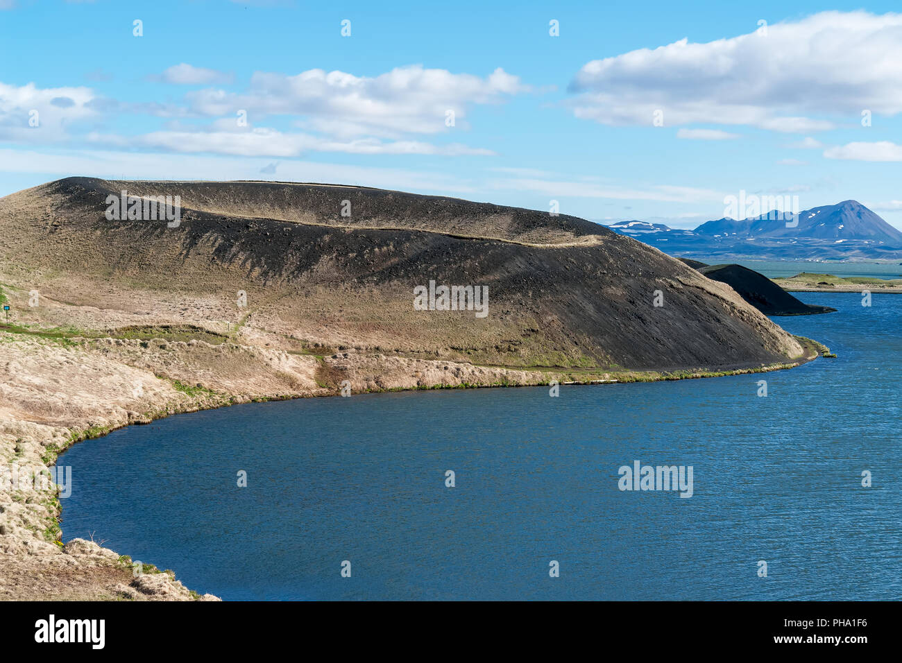 Skutustadagigar pseudo-craters in the lake Myvatn area - Iceland Stock ...