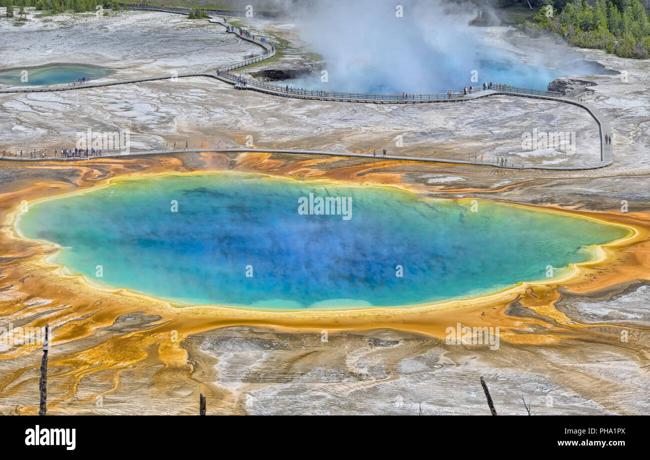 Grand Prismatic Spring and Excelsior Geyser Crater Stock Photo - Alamy