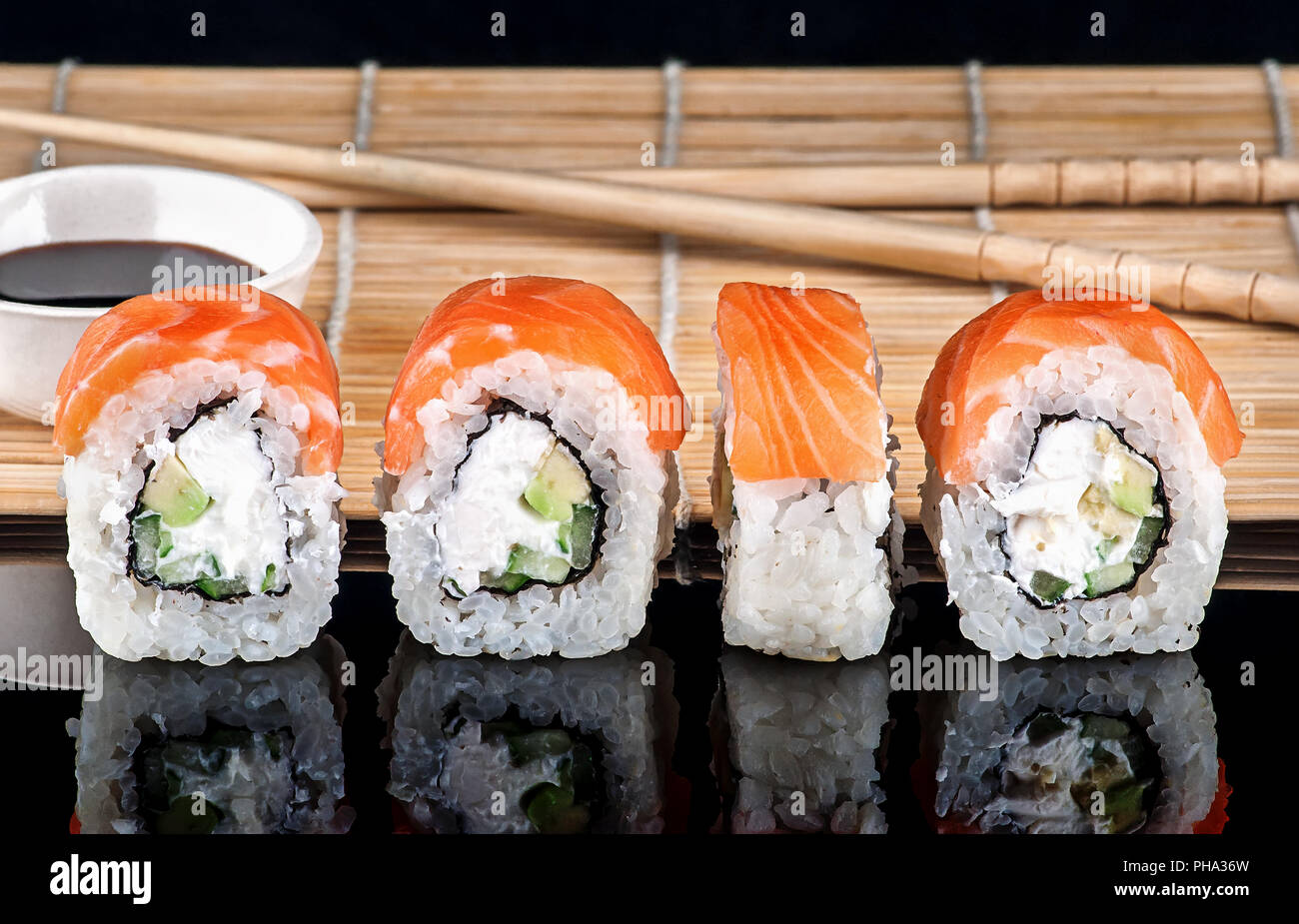Row fresh maki sushi hi-res stock photography and images - Alamy