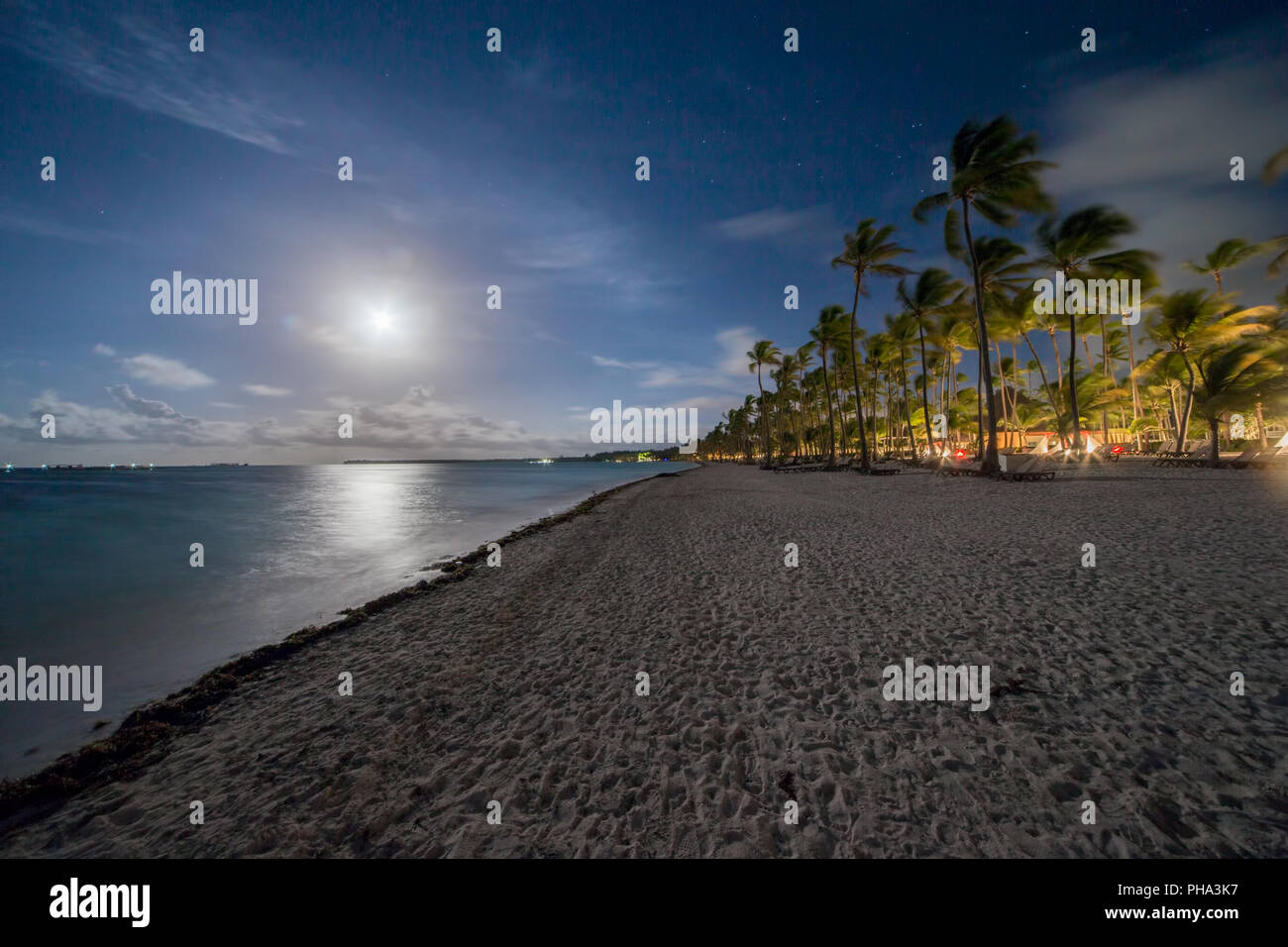 Caribbean Beaches At Night