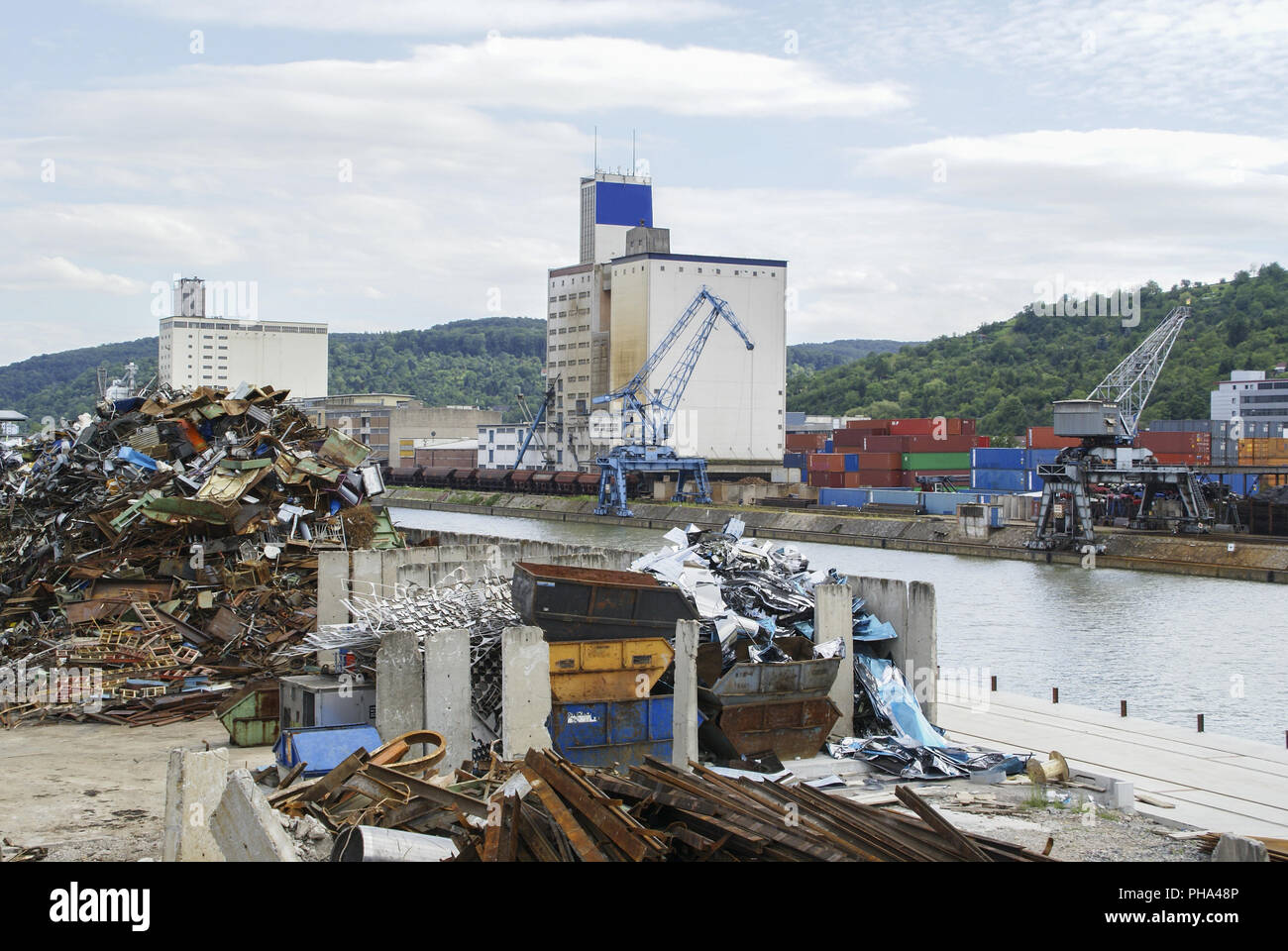 Domestic Port in Stuttgart-Untertuerkheim, Baden-Wuerttemberg, Germany ...