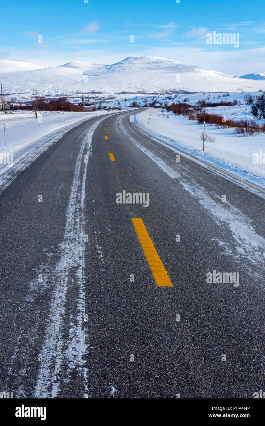 Frozen Road, Norway Stock Photo - Alamy
