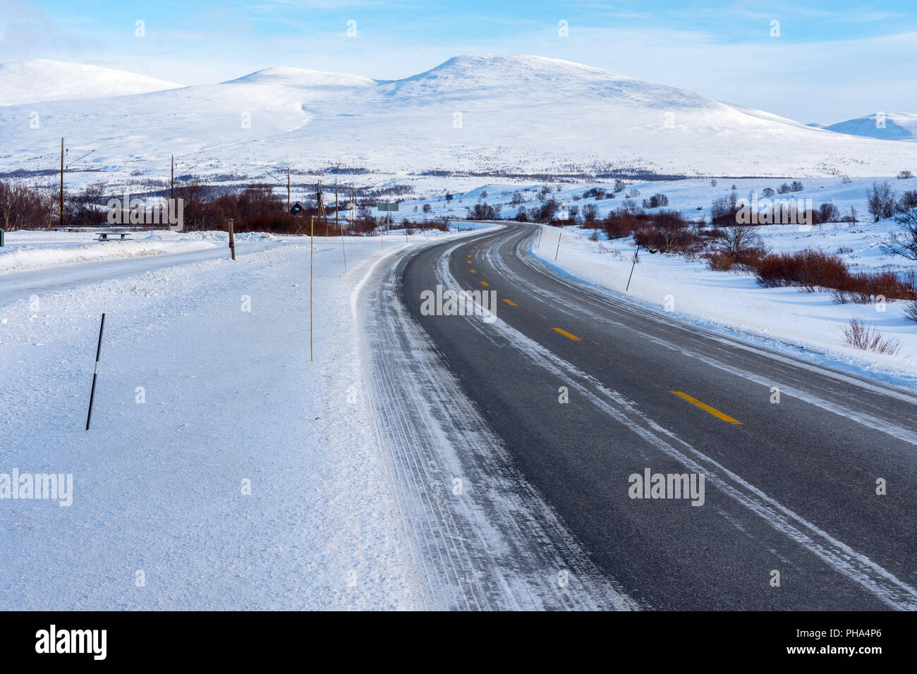 Frozen Road, Norway Stock Photo - Alamy