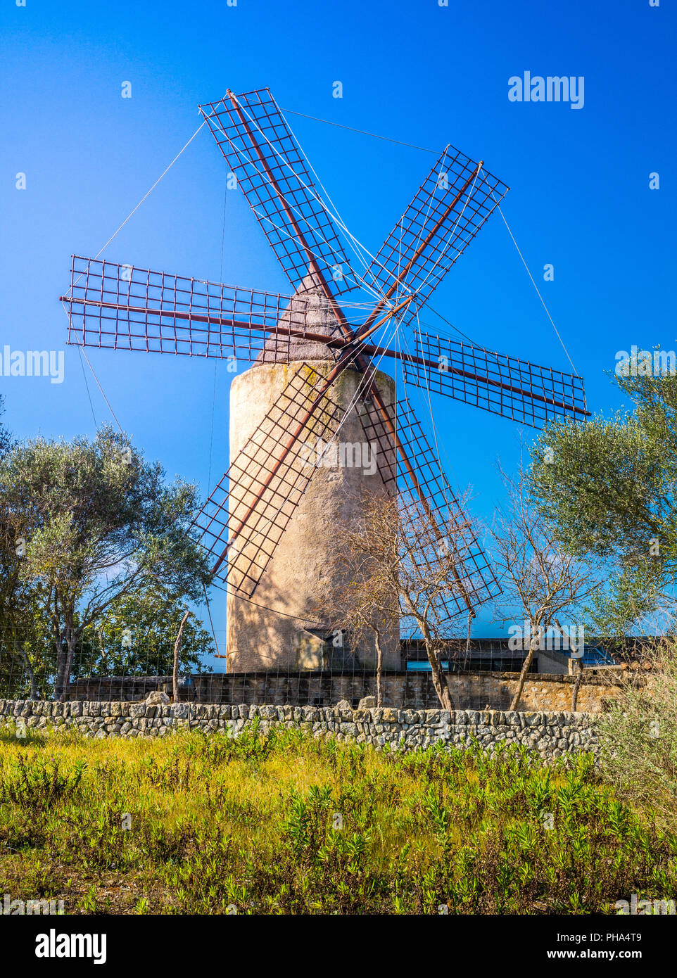 Typical wind mill, Majorca Stock Photo - Alamy