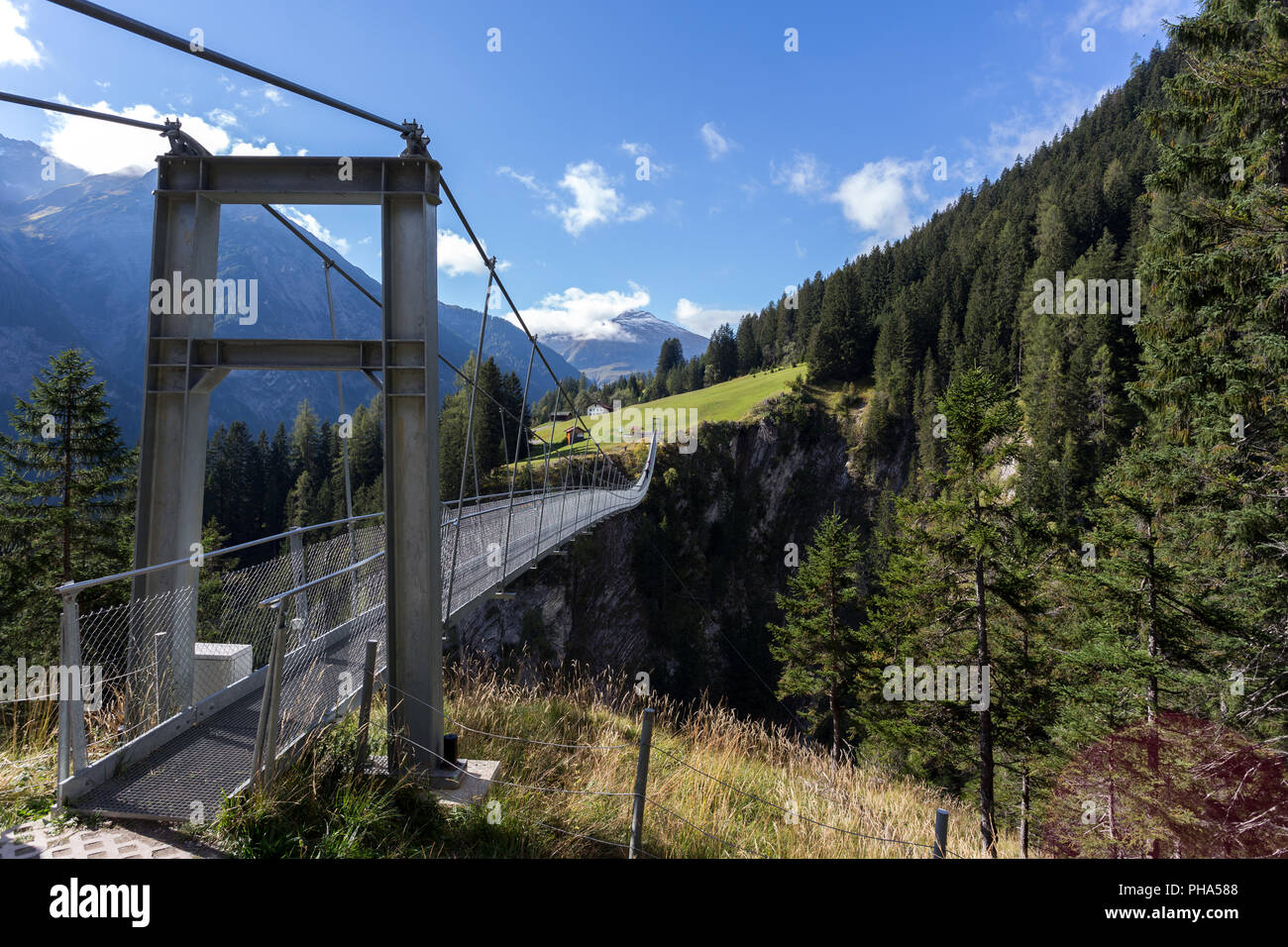 Hanging bridge Holzgau, Austria Stock Photo - Alamy