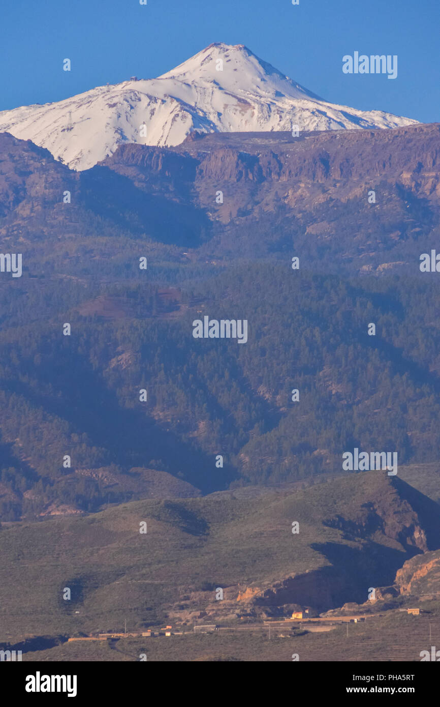 Snow covered mount teide Stock Photo - Alamy