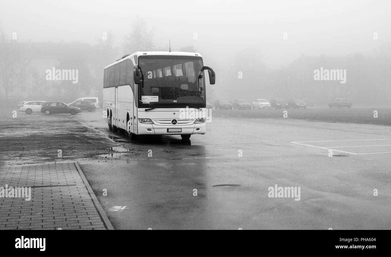 Bus in fog Black and White Stock Photos & Images - Alamy