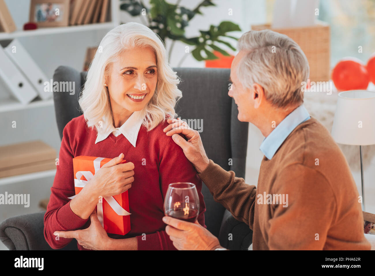 Amazing female person smiling to her man Stock Photo - Alamy