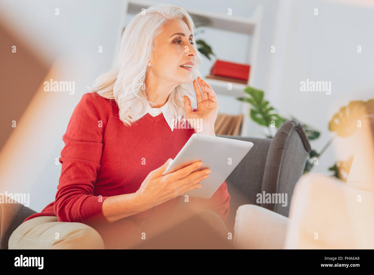 Thoughtful woman creating plan of actions Stock Photo - Alamy