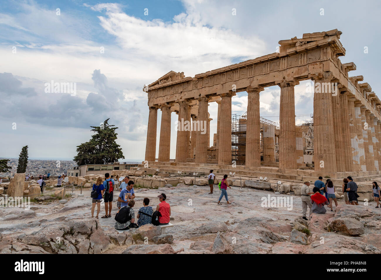 The Parthenon or Temple of Athena on Athenian Acropolis in Greece Stock ...