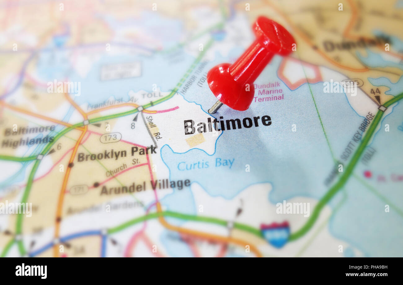 Baltimore city map hi-res stock photography and images - Alamy