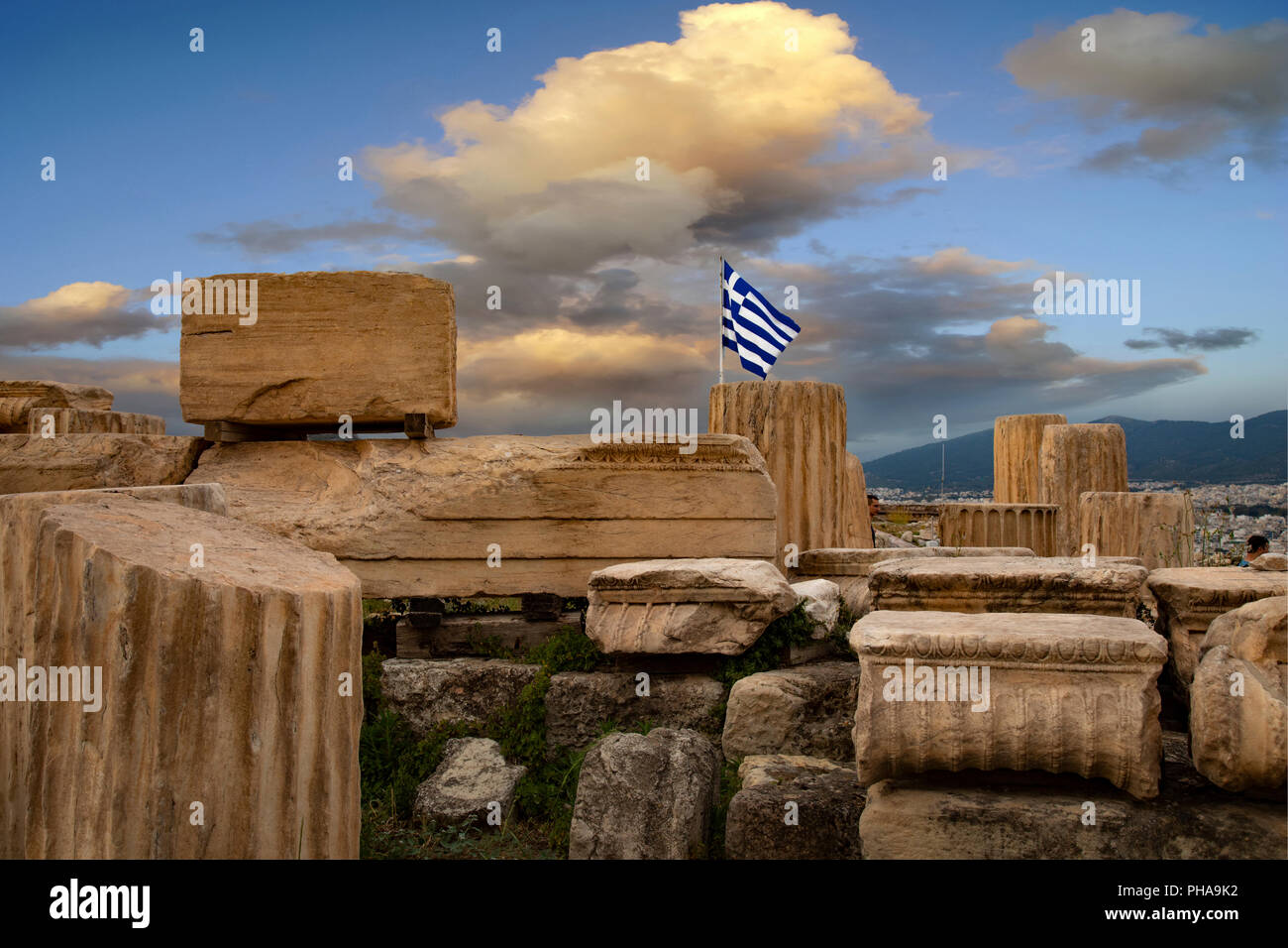 Parthenon temple greek flag hi-res stock photography and images - Alamy
