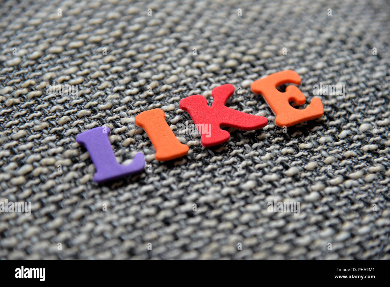 I Like On Fabric Background Stock Photo - Alamy