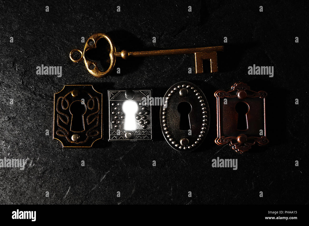 One bright lock and a key Stock Photo - Alamy