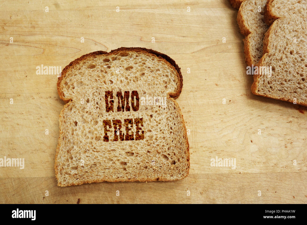 GMO Bread text Stock Photo - Alamy