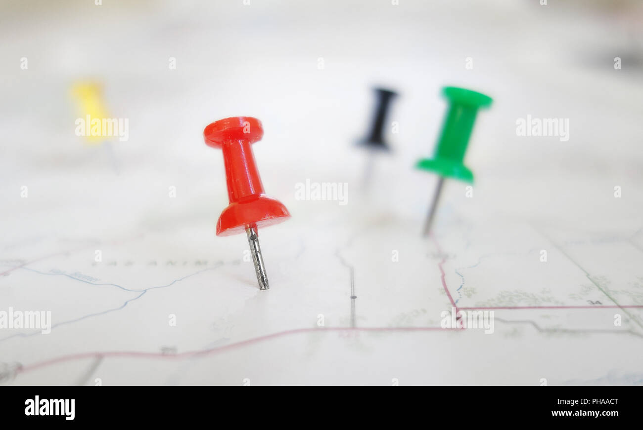 Map tacks closeup Stock Photo - Alamy
