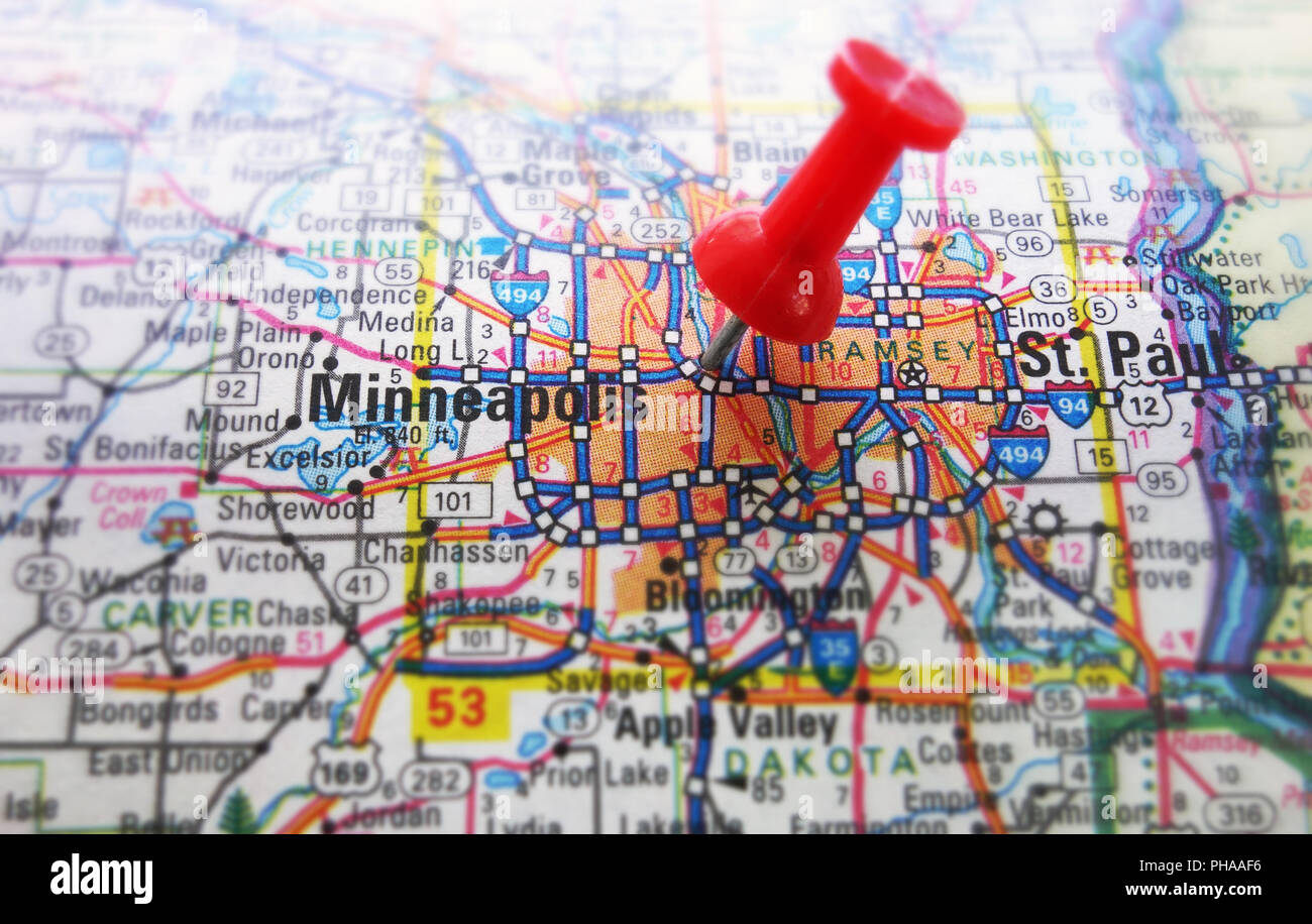 Map of minneapolis minnesota hi-res stock photography and images - Alamy
