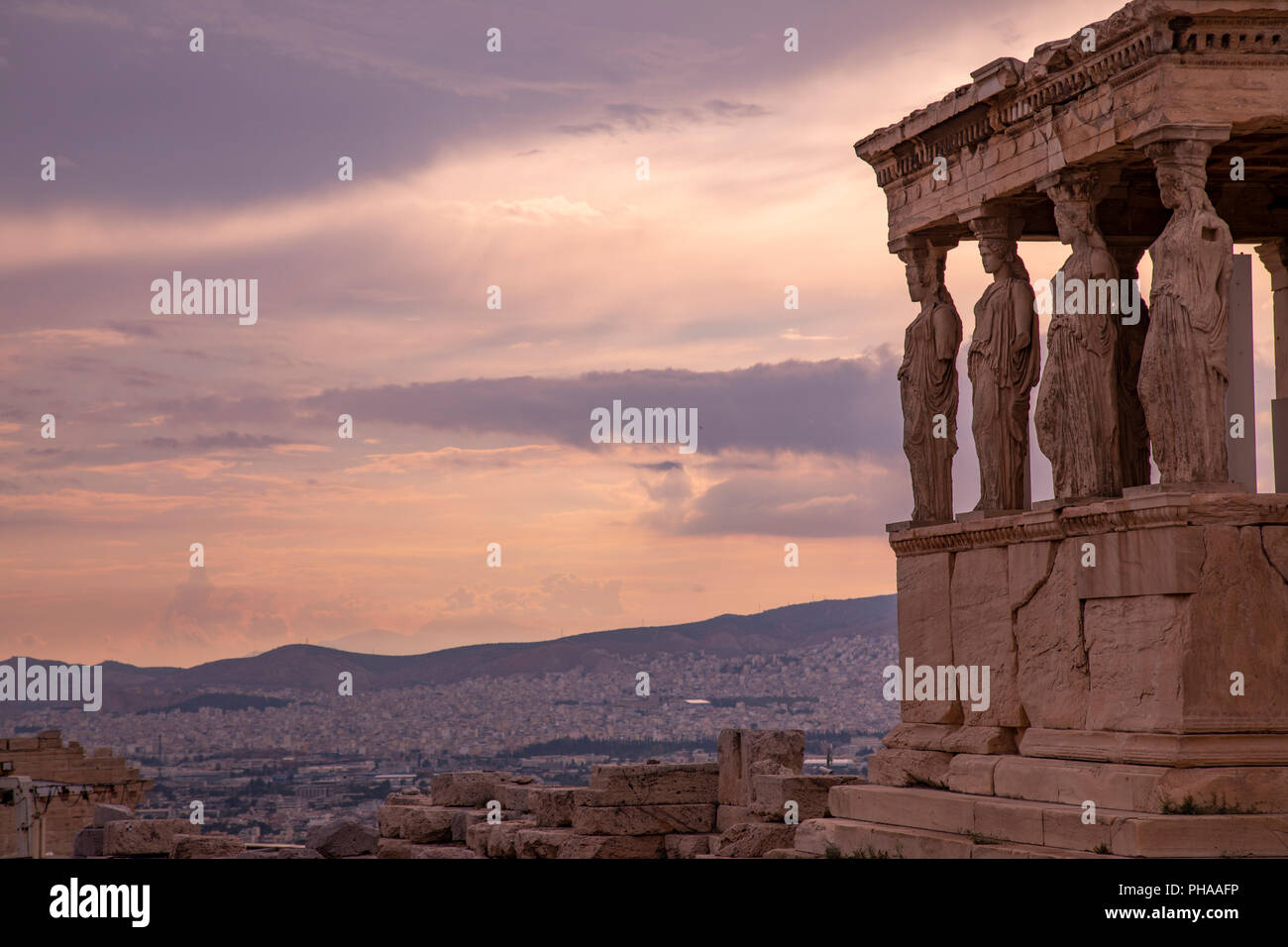 Caryatids Erechtheion on Parthenon Athens Greece Stock Photo - Alamy