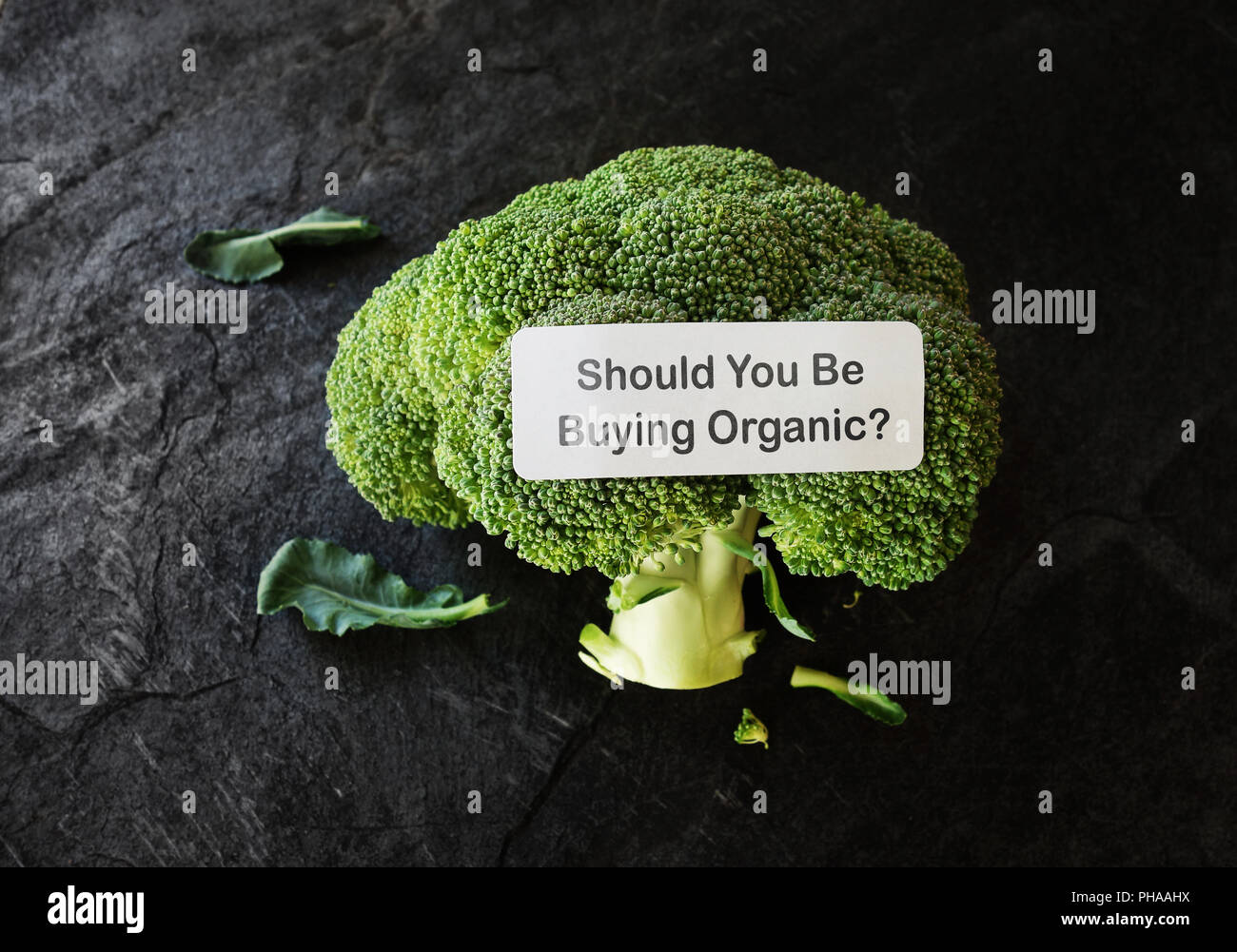 Organic broccoli label Stock Photo - Alamy