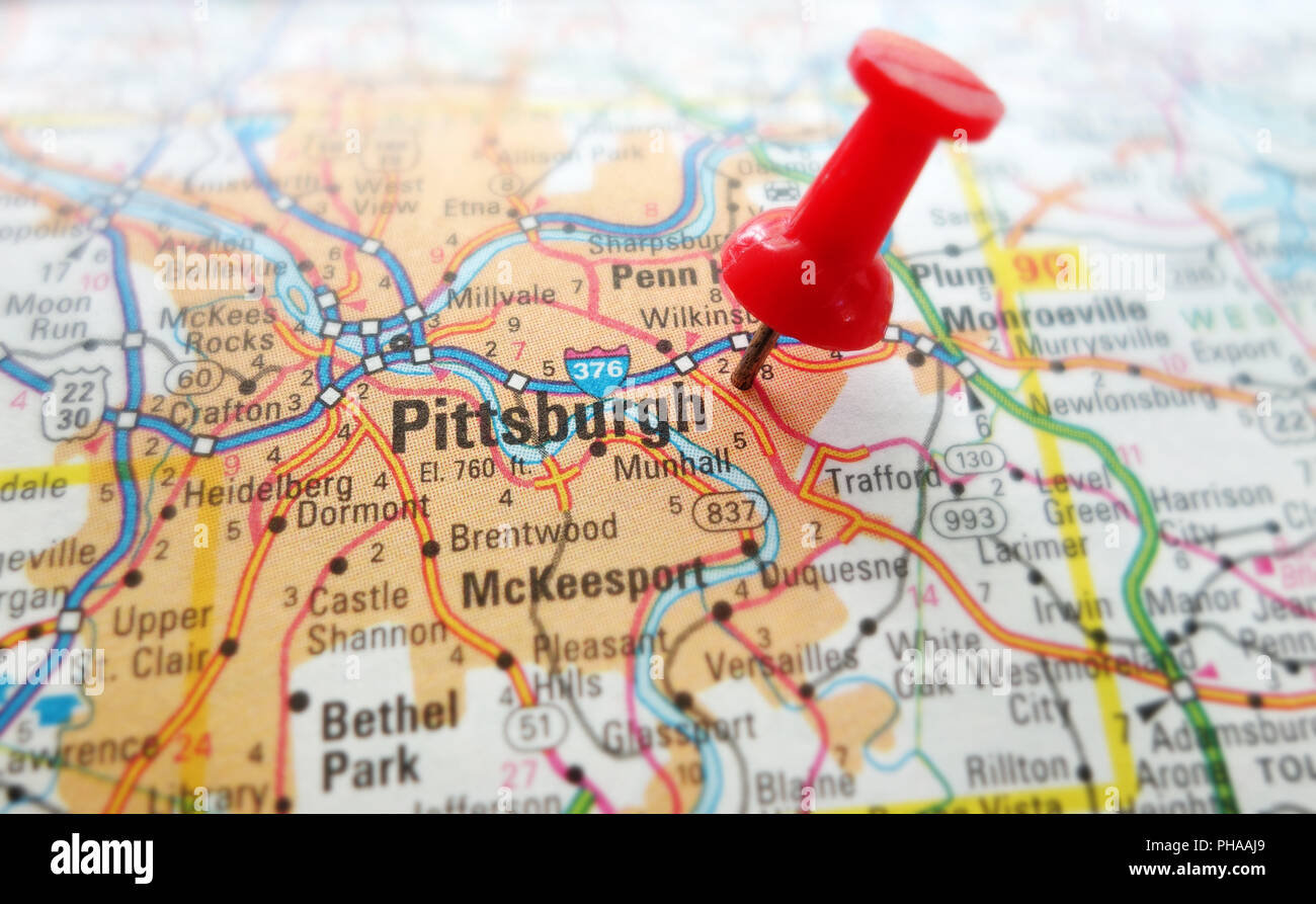 Pittsburgh map hi-res stock photography and images - Alamy
