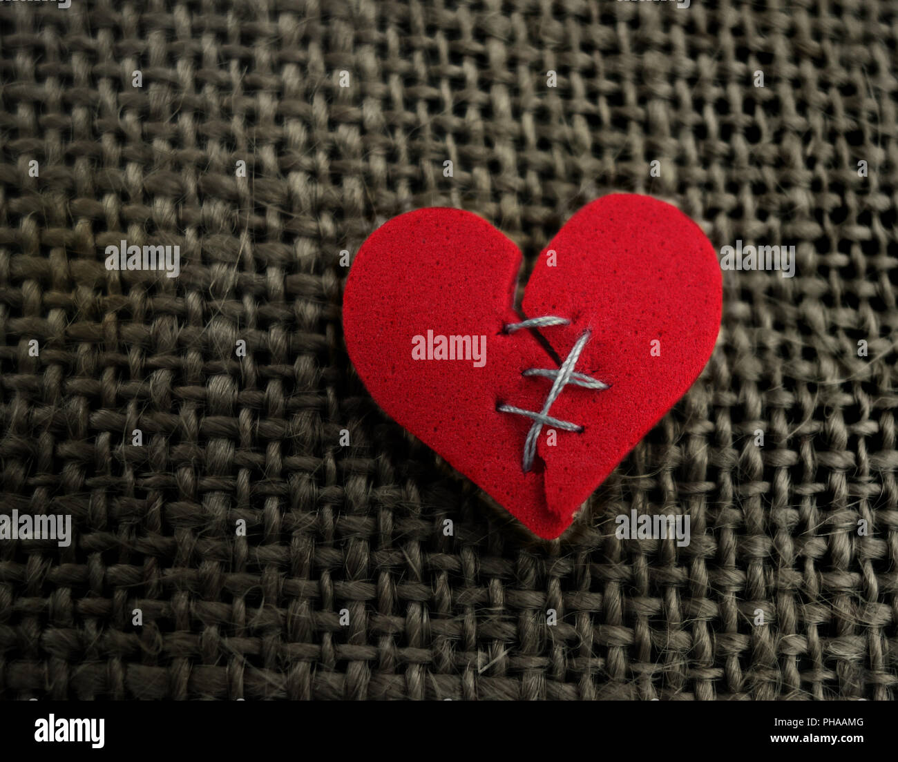 Red heart stitch Stock Photo - Alamy