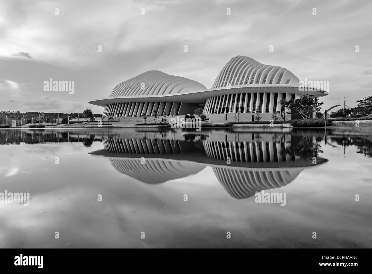 Nanning City Library Architecture Sunset B/W Stock Photo - Alamy