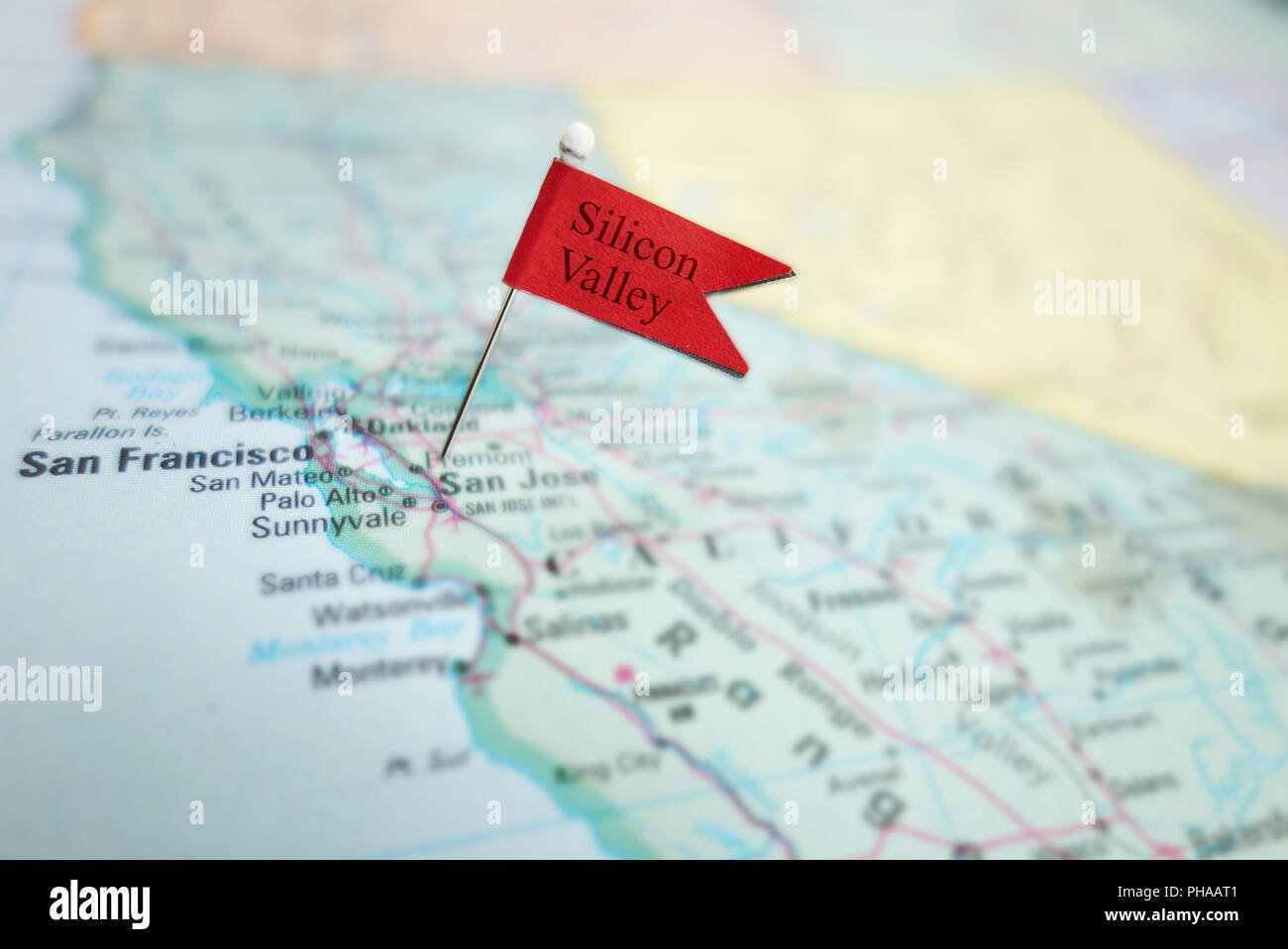 Silicon Valley pin flag Stock Photo - Alamy