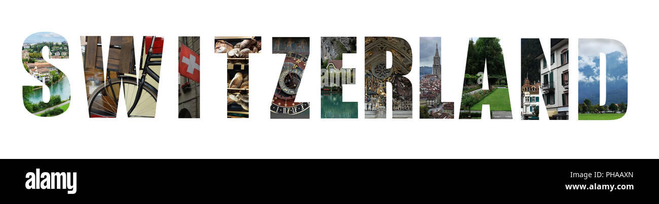Switzerland collage on white Stock Photo - Alamy