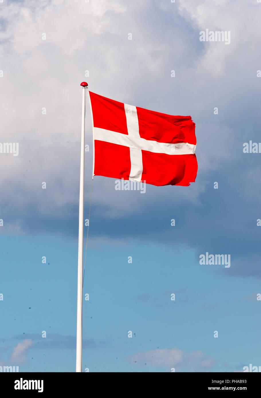 danebrog - flying danish flag Stock Photo - Alamy