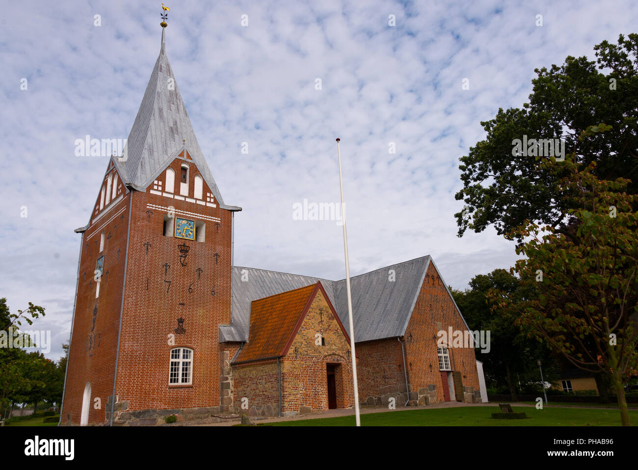 medieval brick church in rural denmark Stock Photo - Alamy