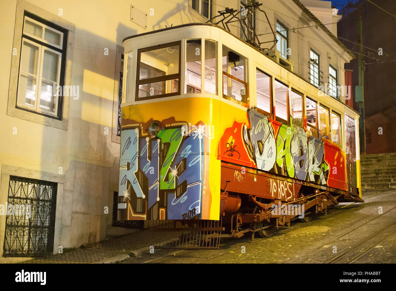 Lisbon funicular, Portugal Stock Photo - Alamy