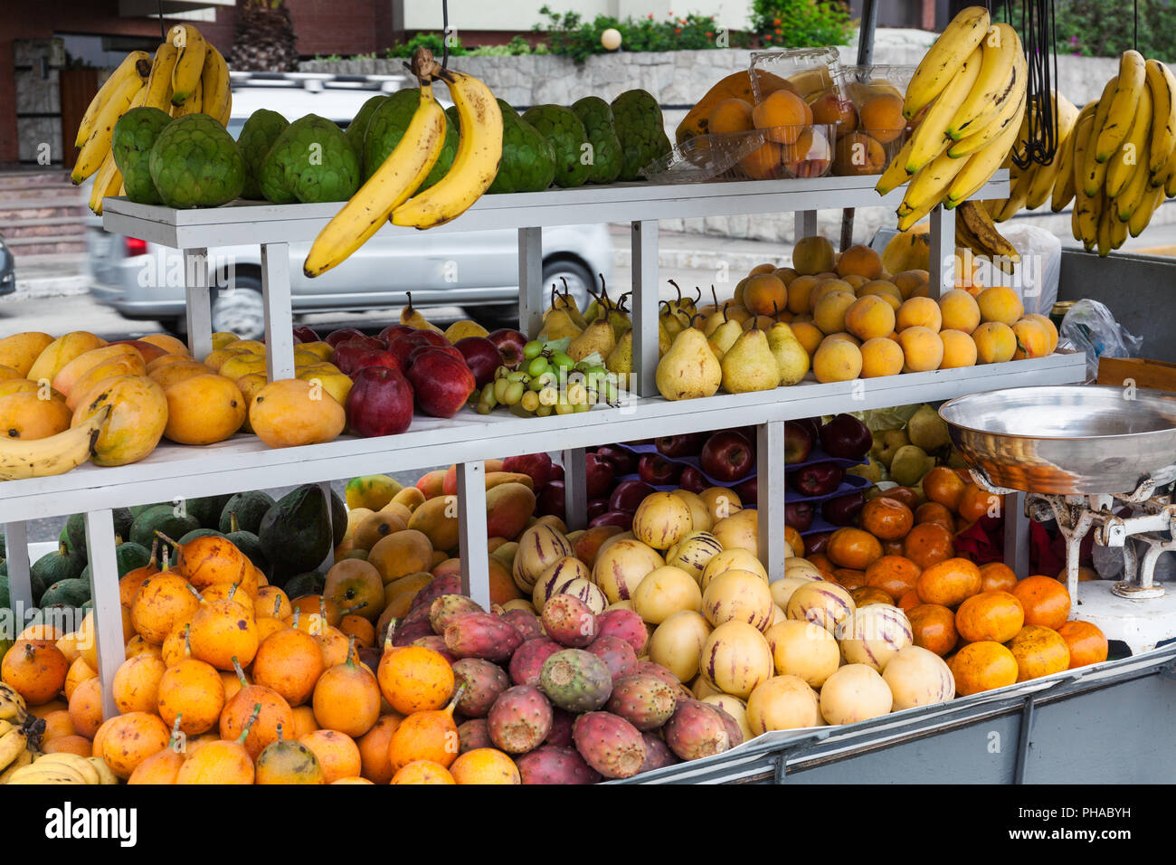 tropical fruits at market Stock Photo - Alamy